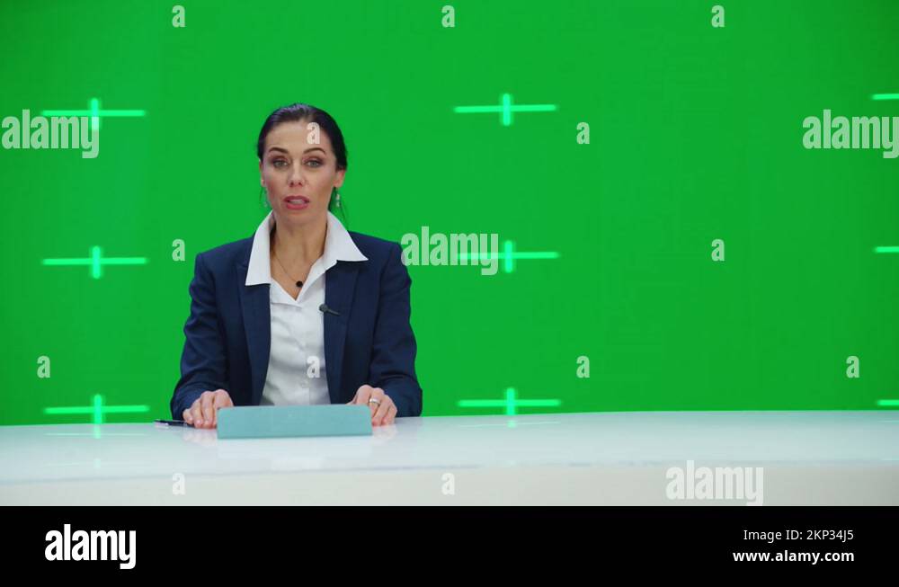 TV News Channel Presenter Green Screen Stock Video Footage - Alamy