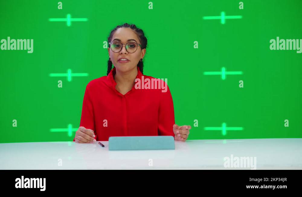 TV News Channel Presenter green Screen Stock Video Footage - Alamy