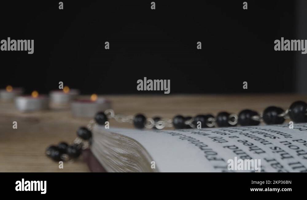 Tracking Shot Depicting a Crucifix and a Holy Bible Stock Video Footage ...