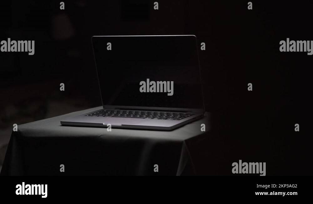 Cinematic footage of an Apple M1 MacBook Pro 14 inch with an overhead ...