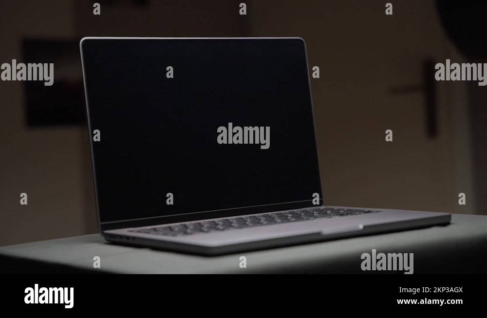 Cinematic footage of an Apple M1 MacBook Pro 14 inch with an overhead ...