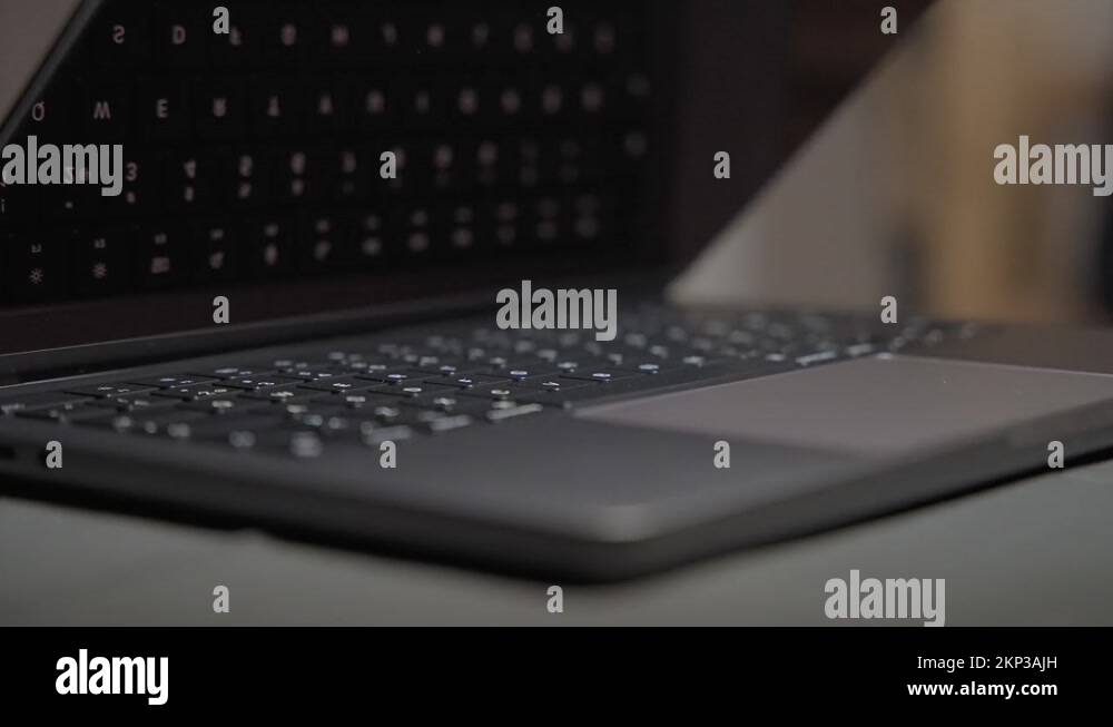 Cinematic footage of an Apple M1 MacBook Pro 14 inch being showed with ...