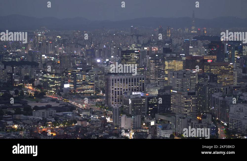 Seoul, South Korea - 2020 - Late evening view of Seoul’s illuminated Stock Video Footage - Alamy