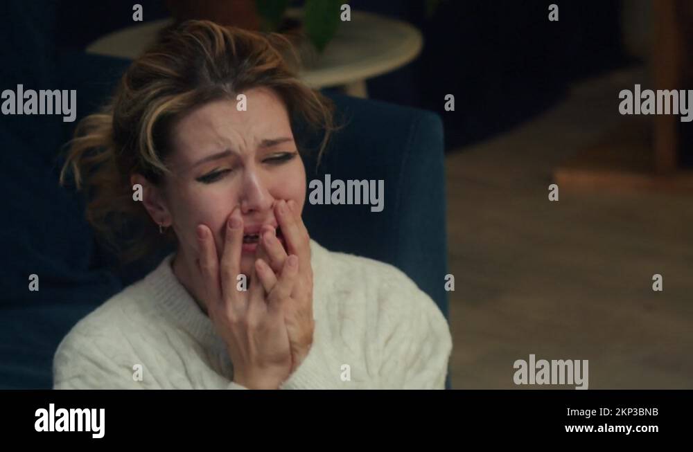 Domestic violence, frightened woman victim abused by man, scared wife ...