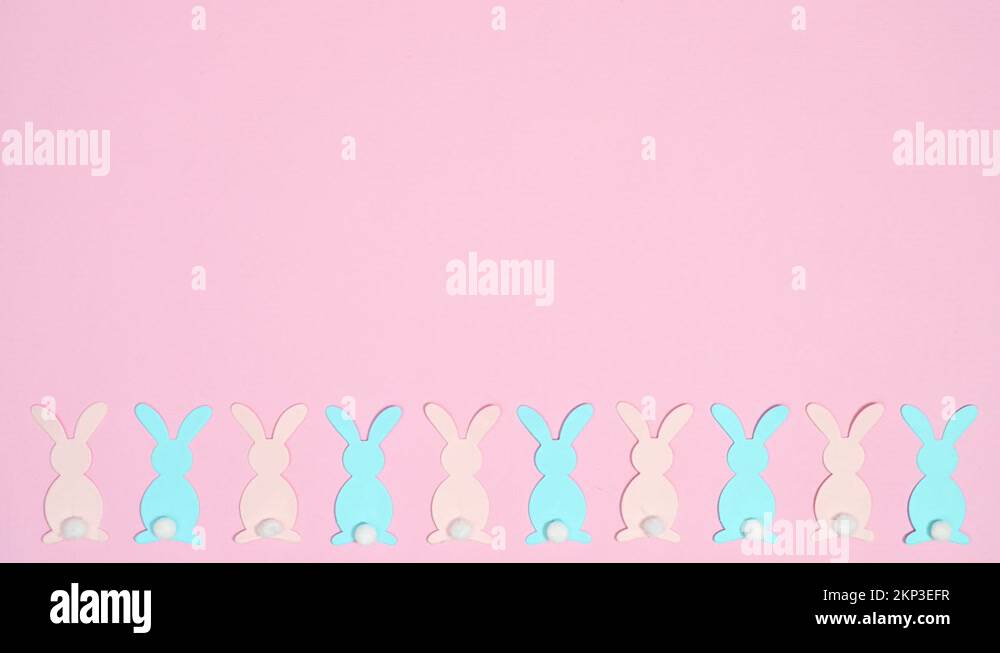 Pastel pink and blue rabbits appear on bottom . stop motion Stock Video ...
