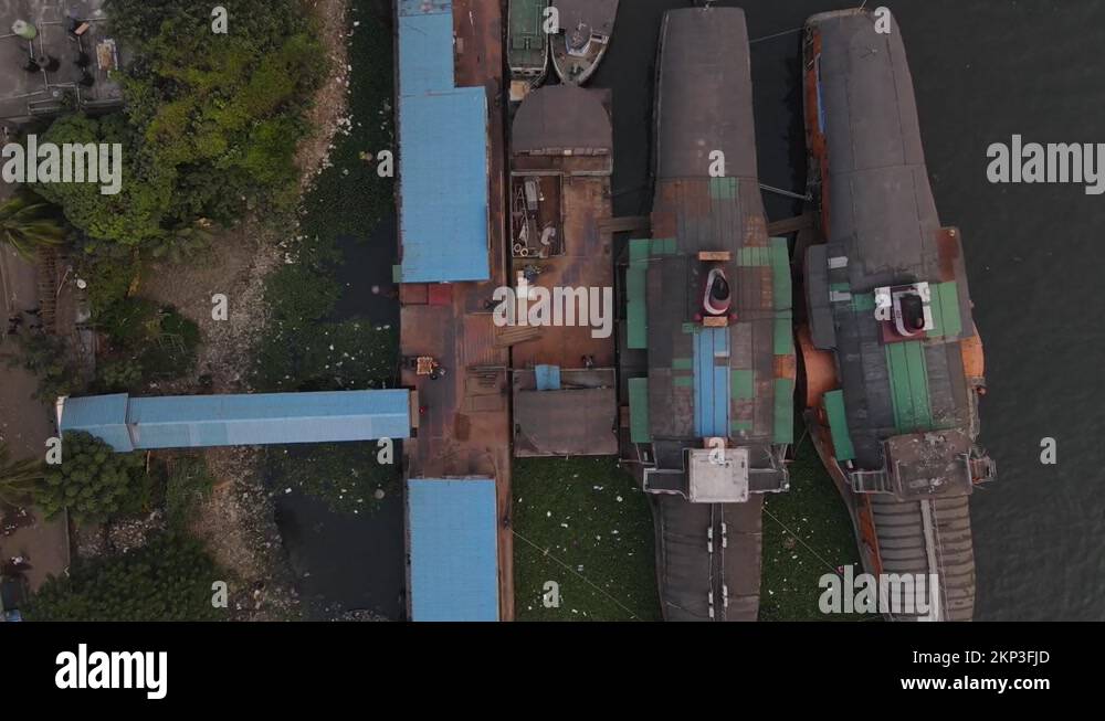 Paddle rocket steamer wharf. Old traditional ancient vessel. Top Down ...