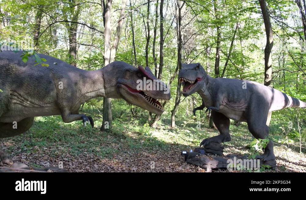 Rubber moving model of a dinosaur predator in an amusement park Stock ...