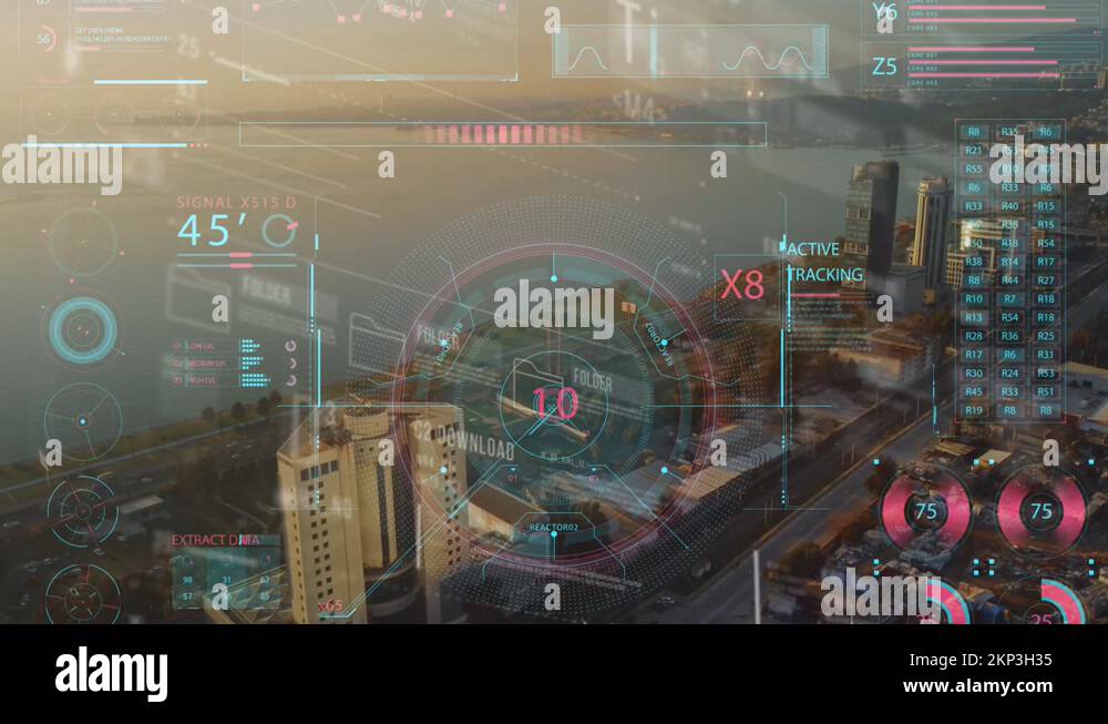 Modern city and technology concept. Smart city. Digital transformation ...