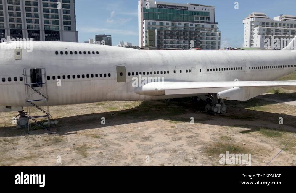 Boeing 747 aircraft parked on Pattaya downtown, Street food New project ...