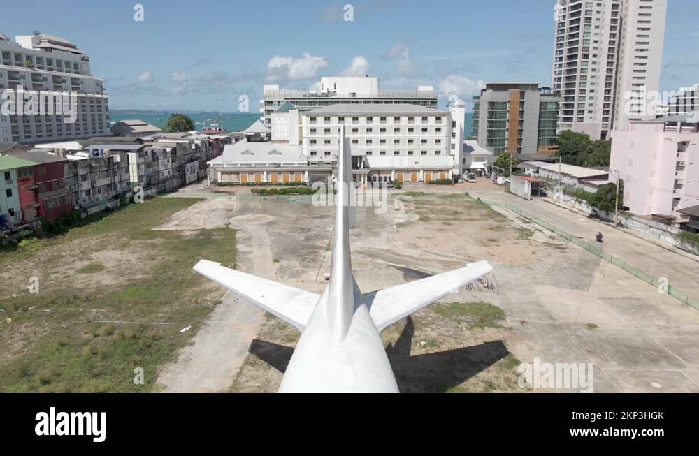 Aerial pullback Old Boeing 747 in Pattaya, ready to be converted into a ...