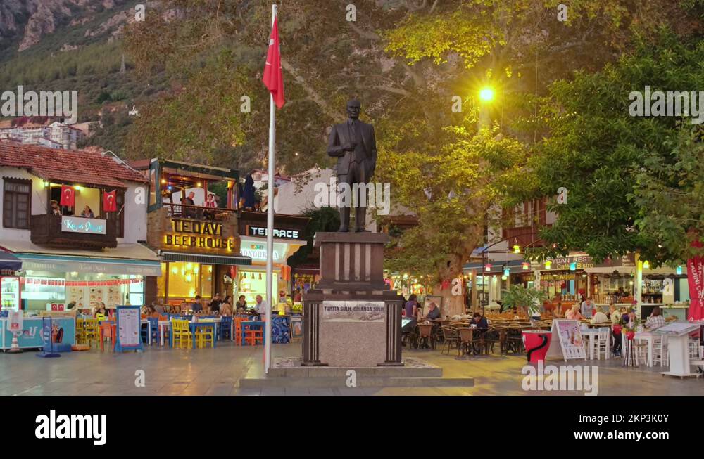 Statue of Mustafa Kemal Ataturk at the main square of Kas town, Turkey ...
