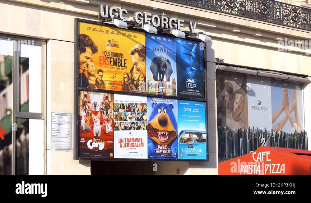 Facade of UGC George V cinema on the Champs-Elysees avenue in Paris ...