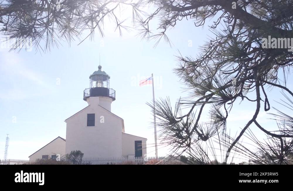 Vintage lighthouse tower, retro light house, old fashioned classic white beacon Stock Video ...