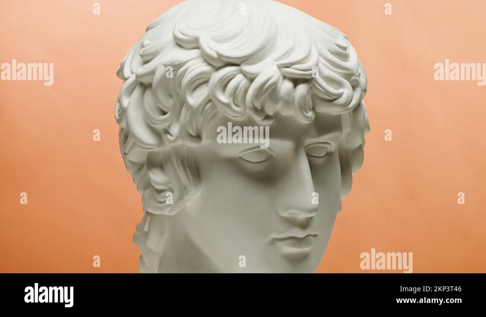 Plaster head sculpture Apollonian close-up. Gypsum ancient statue ...