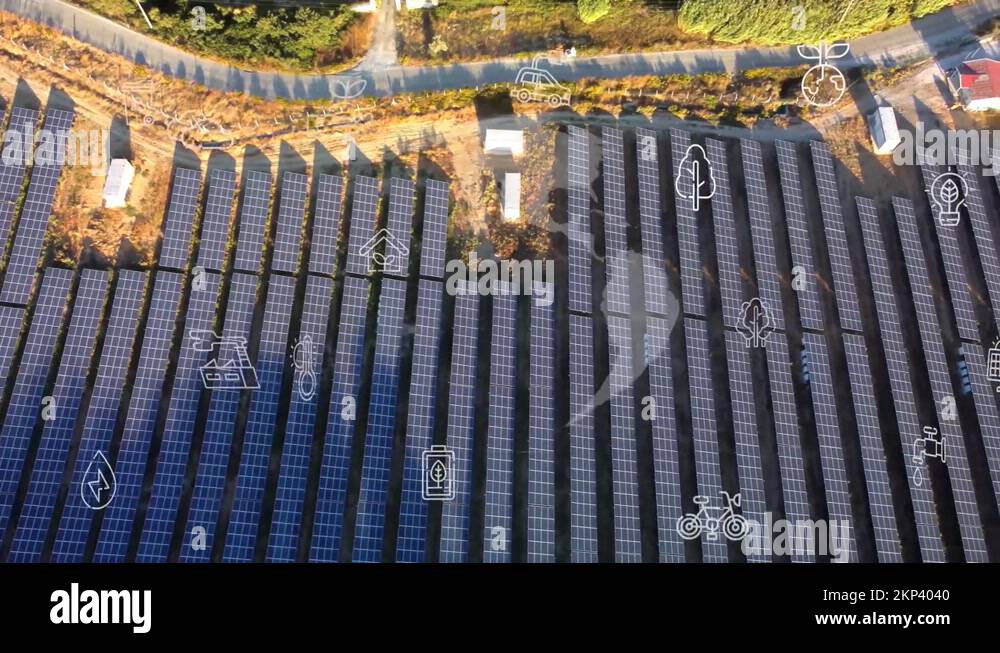 Solar power plant and technology concept. Renewable energy. Smart grid ...