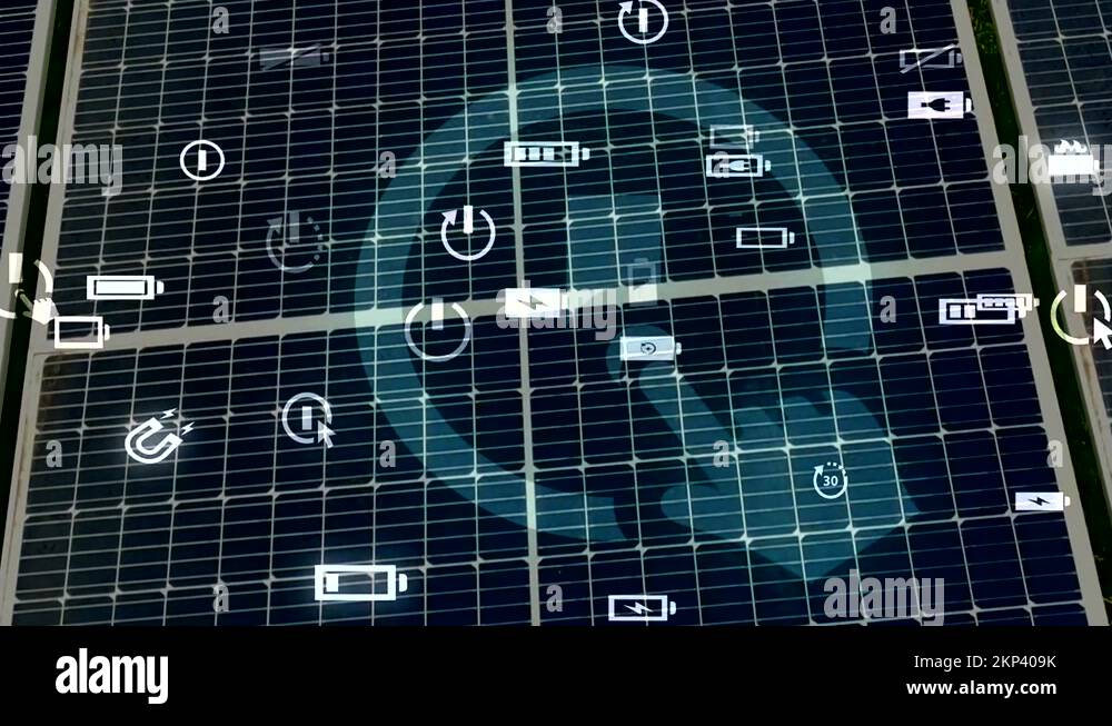 solar panels with a futuristic graphics overlay in Kenya. Climate ...