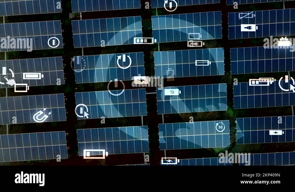 solar panels with a futuristic graphics overlay in Kenya. Climate ...