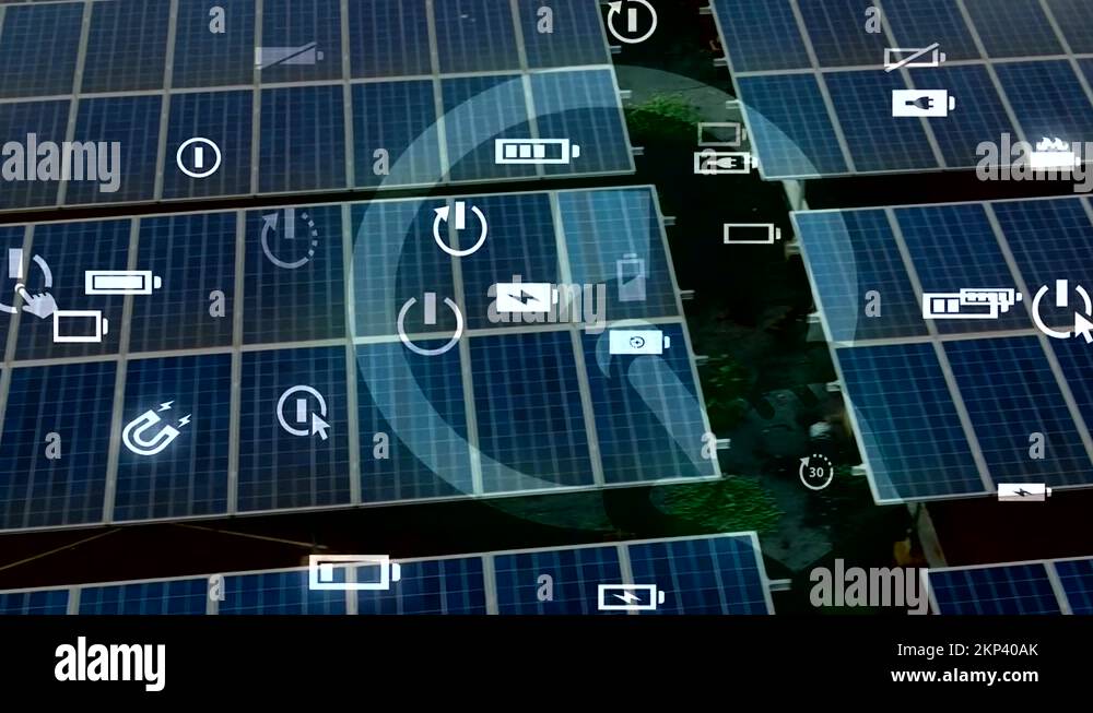 solar panels with a futuristic graphics overlay in Kenya. Climate ...