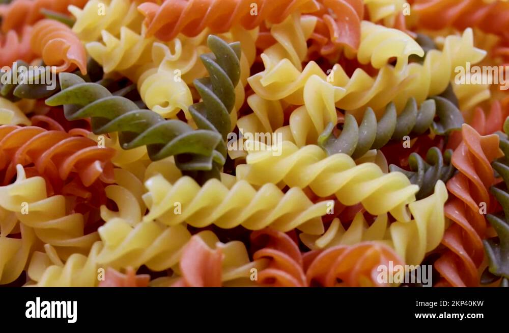 Three Colors Pasta made from durum wheat. Pasta fusilli tricolor ...