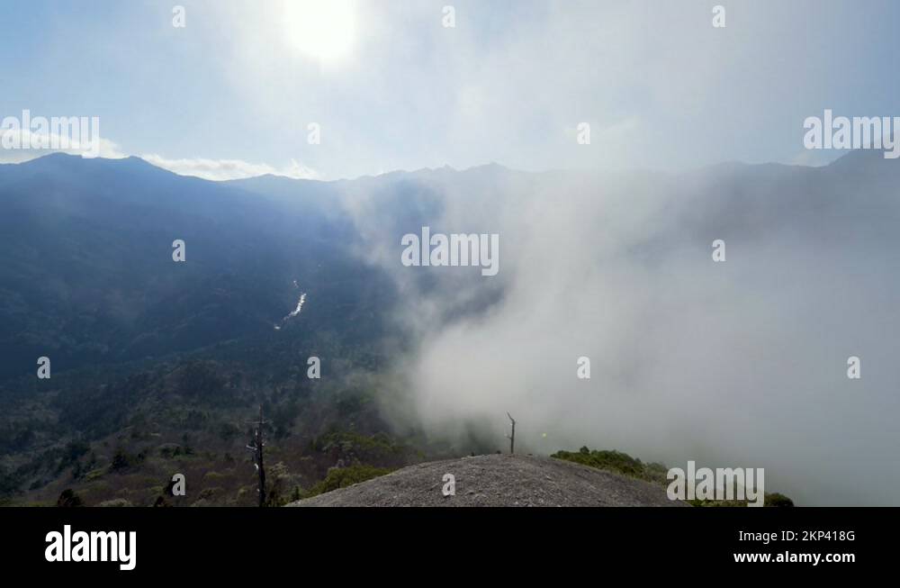 Cinematic gimbal shot of view point over Shiratani Unsuikyo in ...