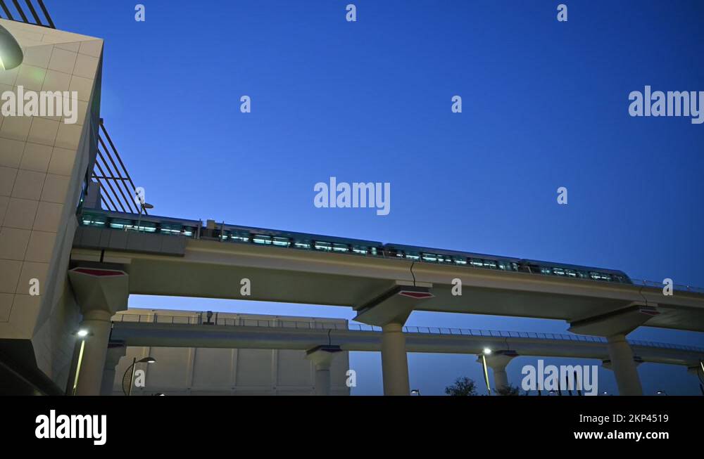 4K: Dubai Metro train leaving expo 2020 station, The Metro is a rapid ...