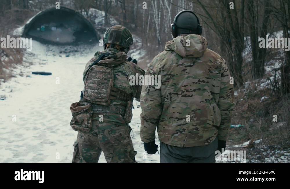 Soldiers shoot from a machine gun. 4K slow motion Stock Video Footage ...