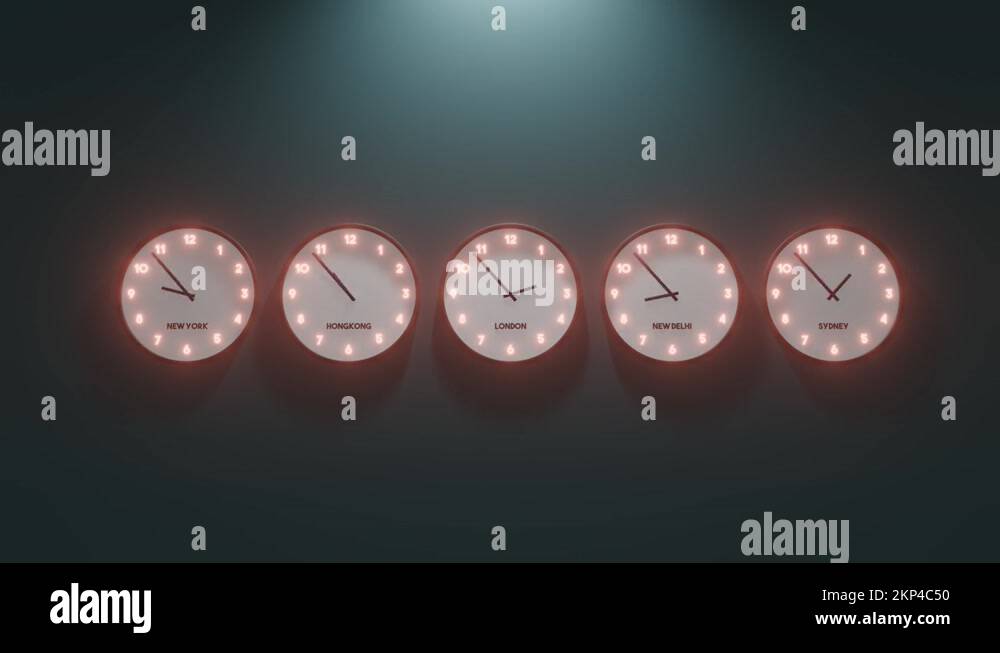 Clocks showing different time zones Stock Videos & Footage - HD and 4K ...