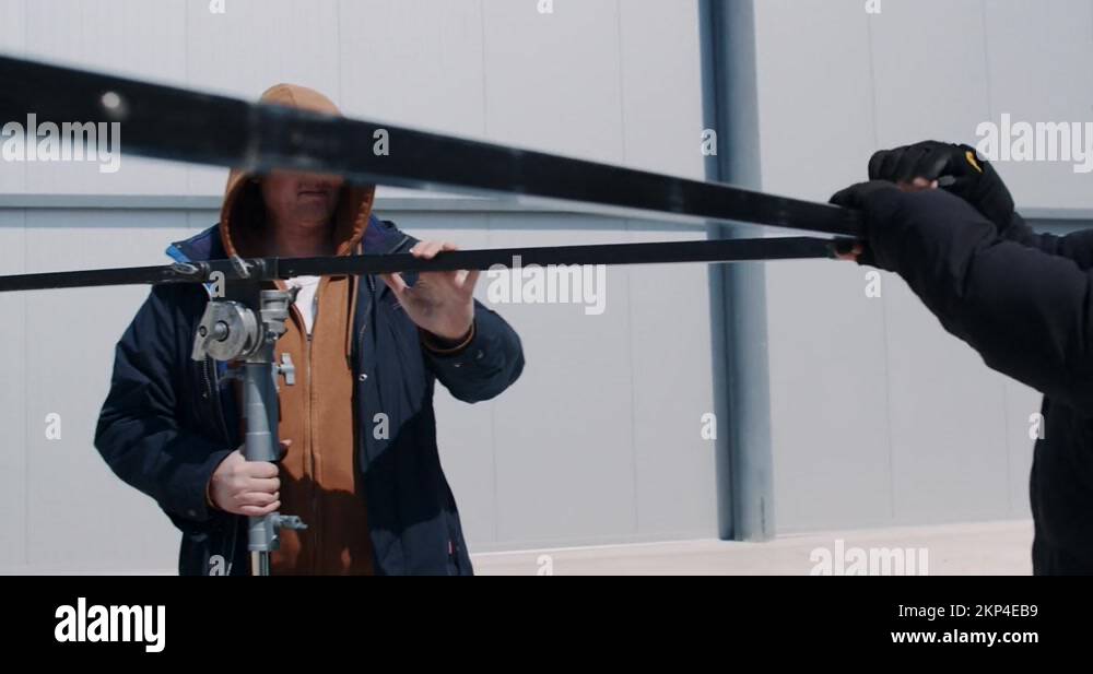 Video set, movies, team film production. Actors on set. Video lights ...