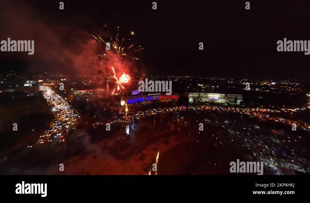 Spectacular pyrotechnics display as FPV drone flies among exploding ...