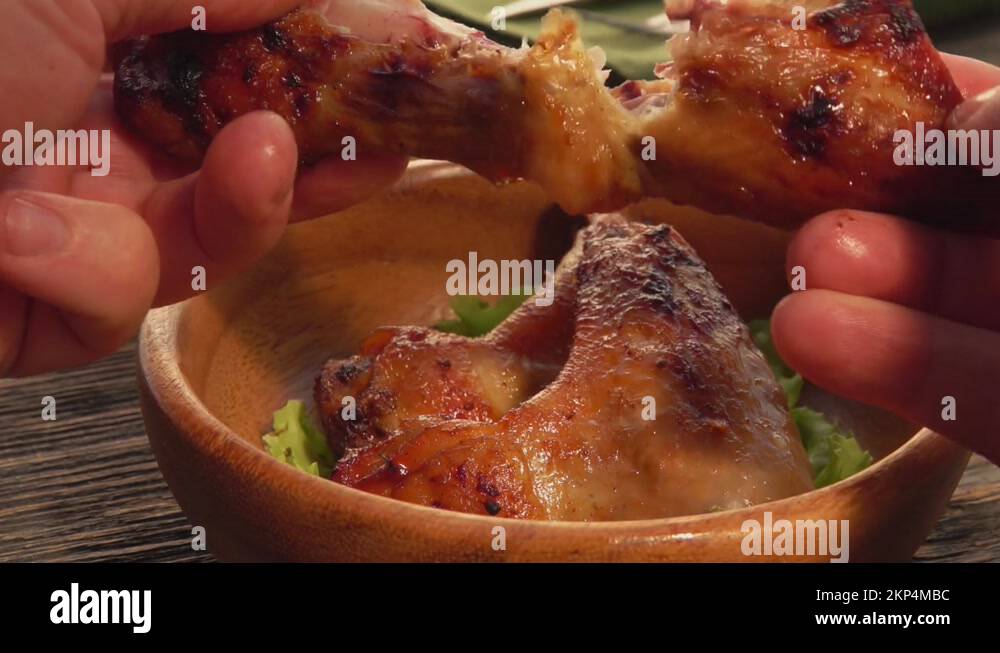 Hand on grilled chicken leg Stock Videos & Footage - HD and 4K Video ...