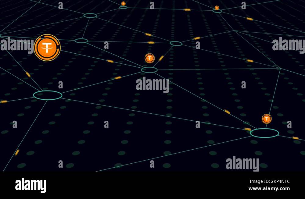 Animated 4k Tether Cryptocurrency Mining Process Shown on a Dark ...