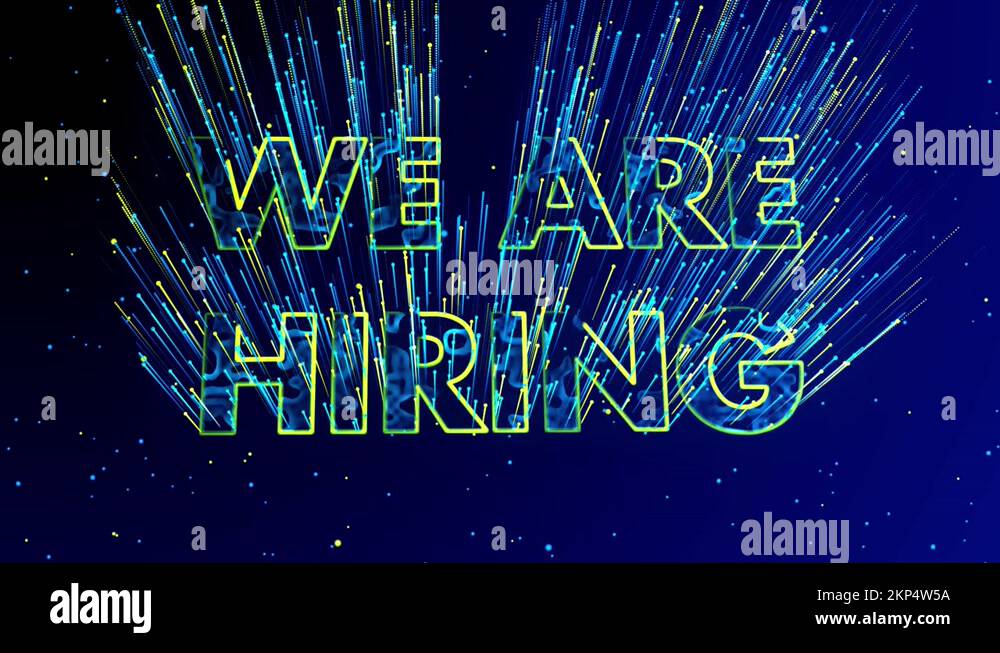 Blue And Yellow Shine We Are Hiring Text With Burst Light Lines ...