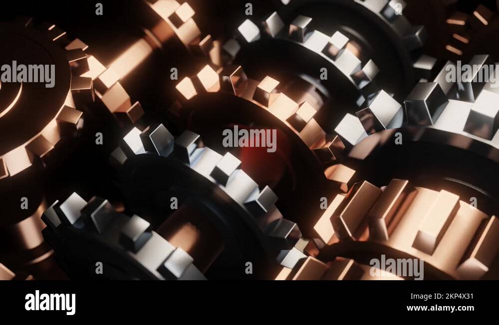 3D gear wheels spinning 360 degrees. 3D render looping background ...