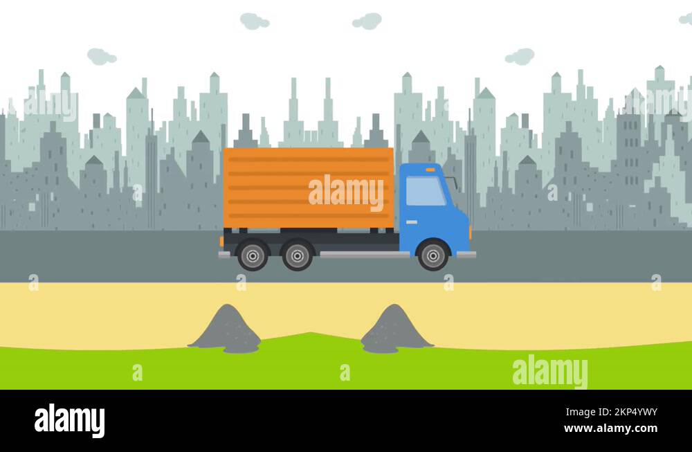 Container truck cartoon illustration Stock Videos & Footage - HD and 4K ...