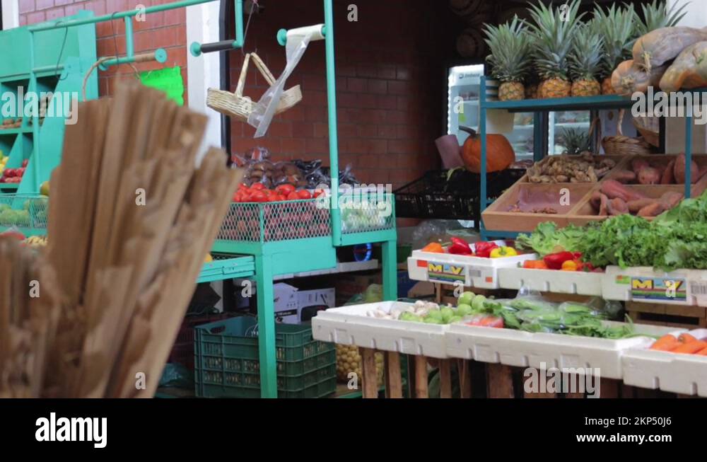A small shop with fresh fruits and vegetables Stock Videos & Footage ...