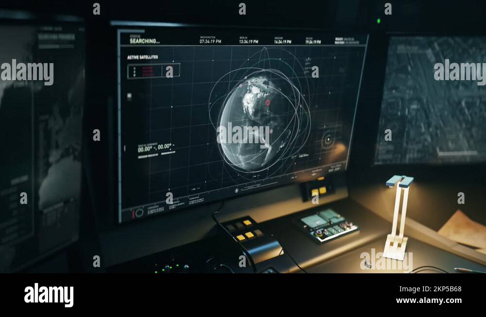 Global Satellite Network Scan Of Digital Earth Map To Track Targeted ...