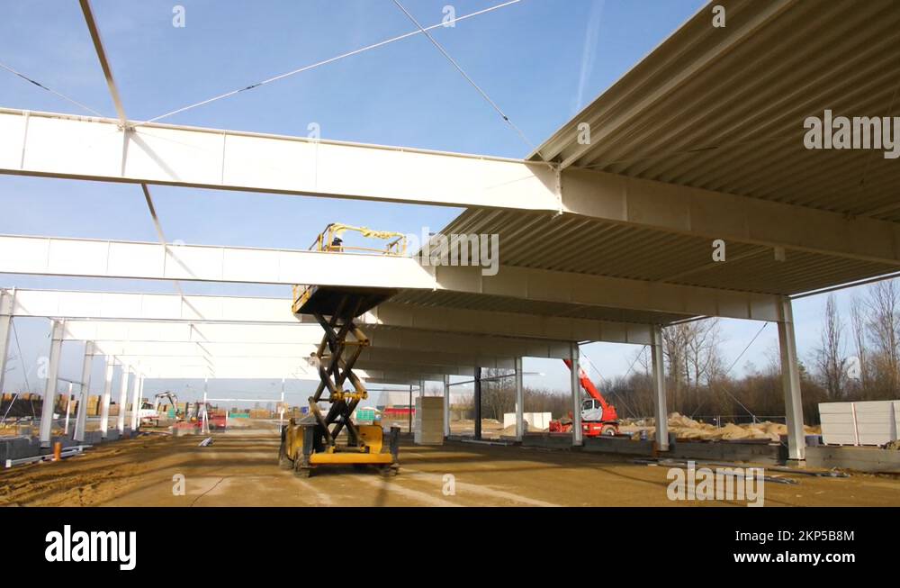 construction site yellow lift crane truck working for installation of ...