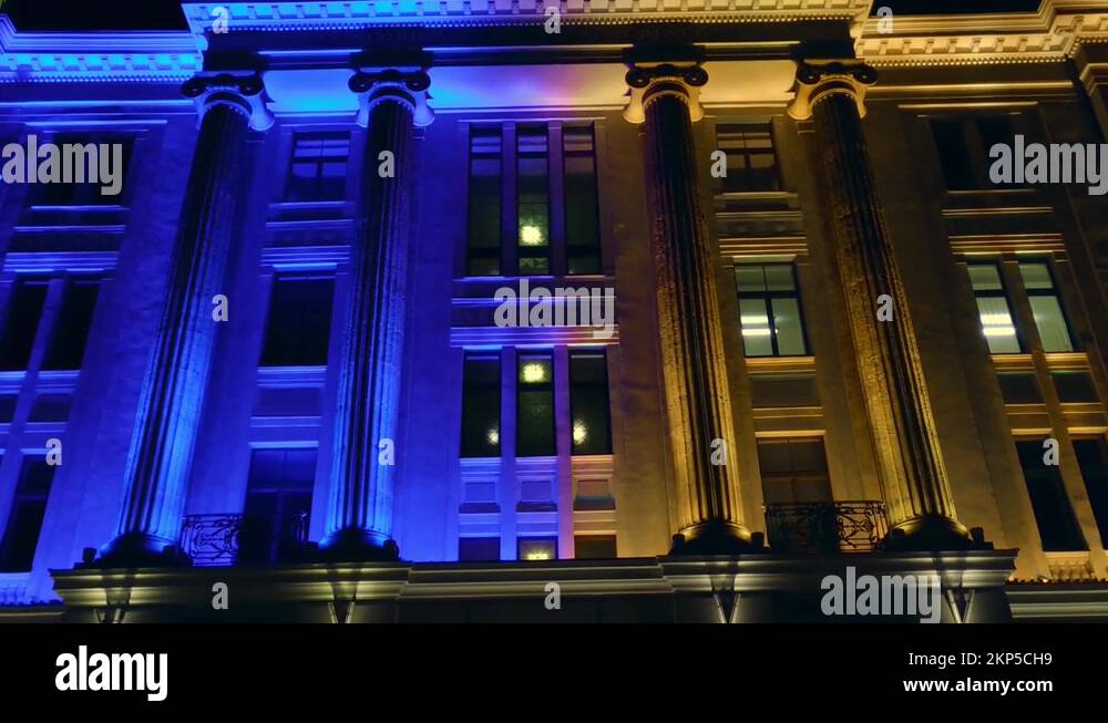 Symbolic Lights in Ukrainian Flag Colors at Ministry of Foreign Affairs ...