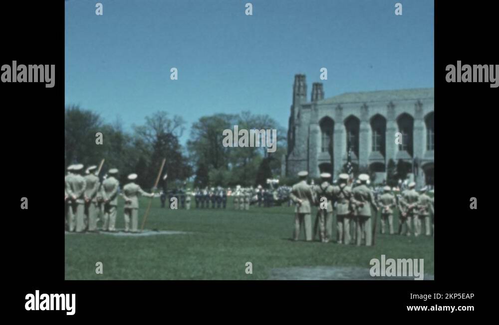 1960s: Men in uniform stand at attention. Military ceremony Stock Video ...