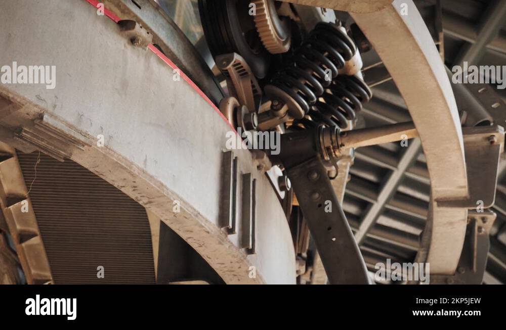 Cable car mechanism. Construction of modern cable car lift. Urban ...
