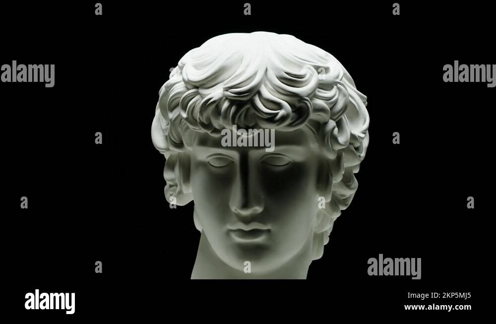 Plaster head sculpture Apollonian close-up. Gypsum ancient statue ...