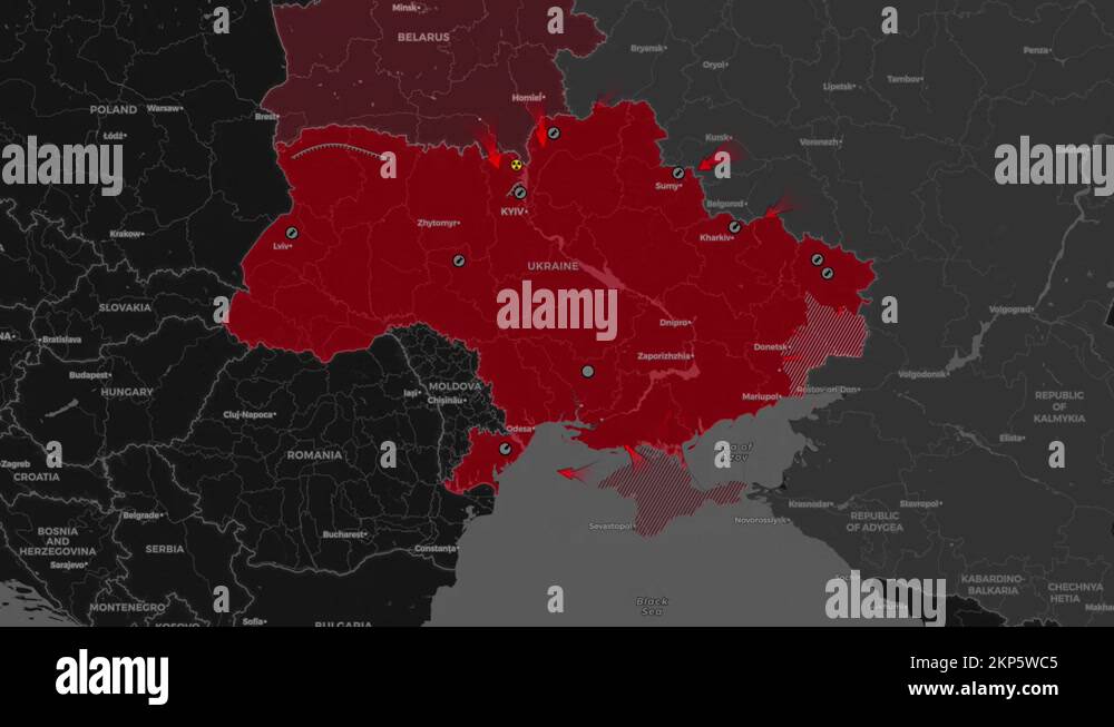 Animation Ukraine war map. Animated map Russia invasion. Armed conflict ...
