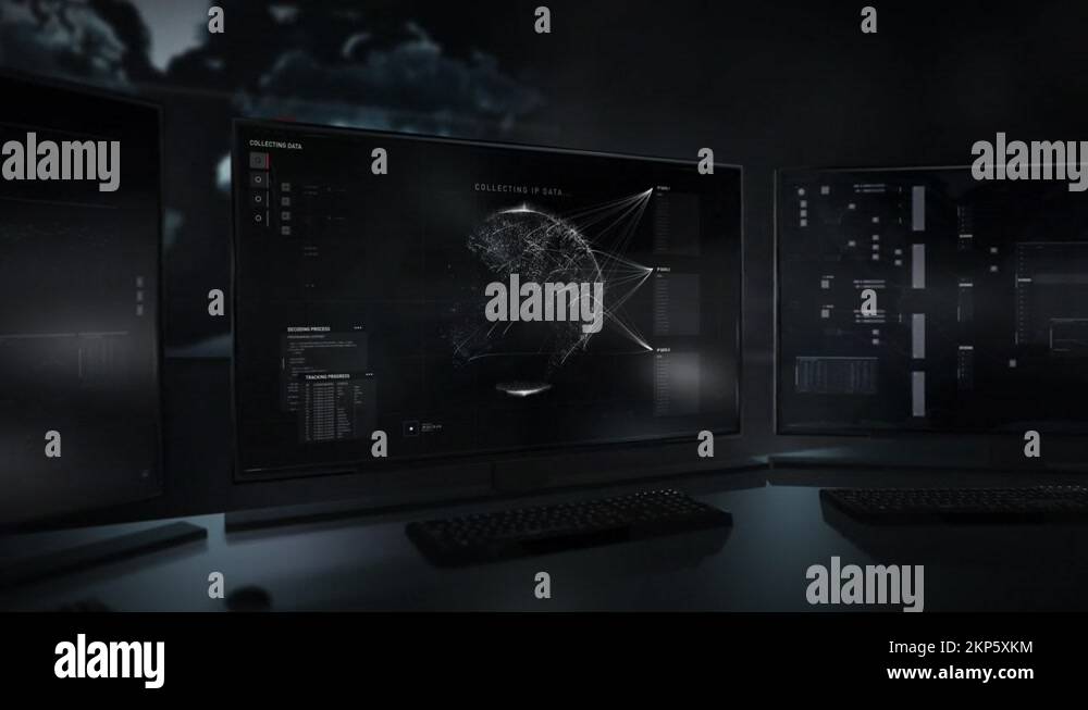 Advanced Surveillance Program Tracking Position Of Hacker On Digital ...