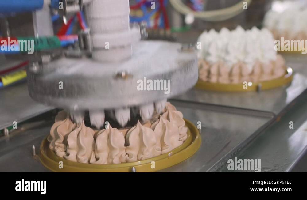 Automated production of ice cream. Automated conveyor for creating an ...