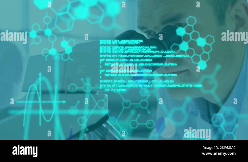 Animation of data processing and chemical formulas over caucasian male lab Stock Video Footage ...