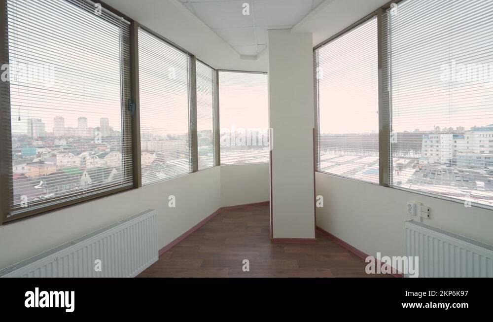Inside a skyscraper, the interior of an empty office space with ...