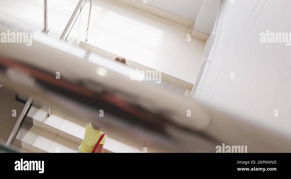 Video of top view of diverse girls walking upstairs at school Stock ...