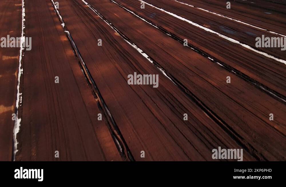 Peat extraction site. The drained areas of the bog are used for peat ...
