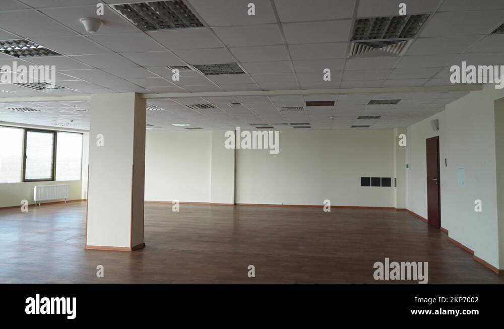 Inside a skyscraper, the interior of an empty office space with ...