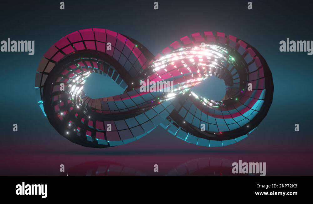 Rotating twisted infinity symbol seamless loop 3D render animation ...